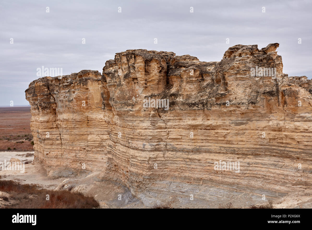 Weathered eroded limestone formations in the Castle Rock Badlands in ...