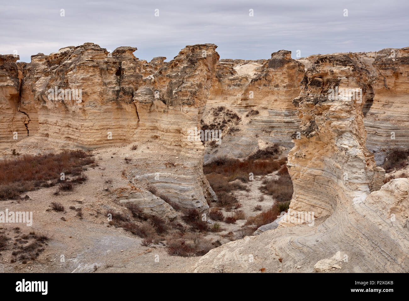 Castle Rock Badlands, Gove County, Kansas with weathered eroded ...
