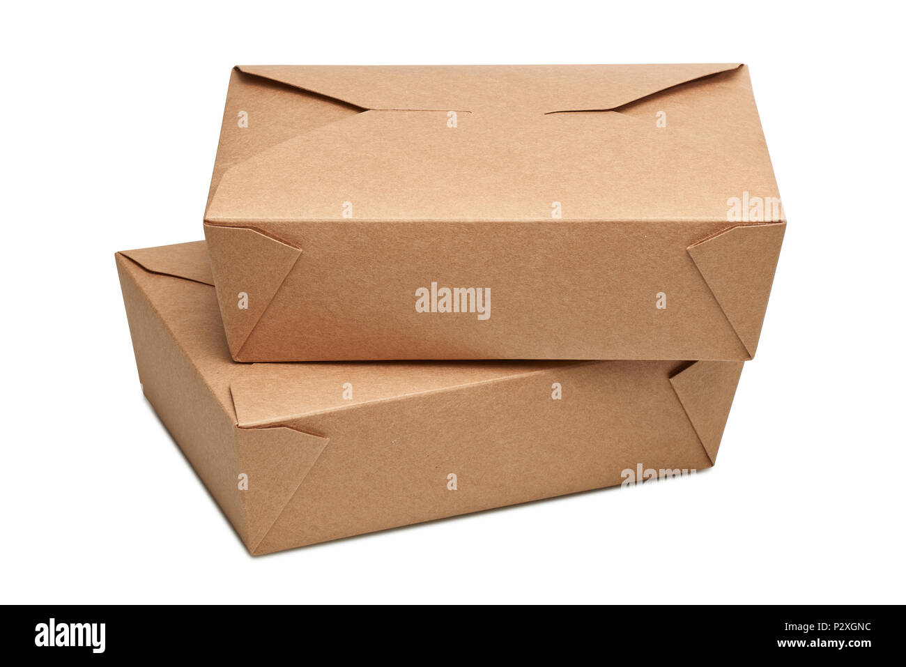 Two delivery blank carton box for ready to eat food isolated on white ...
