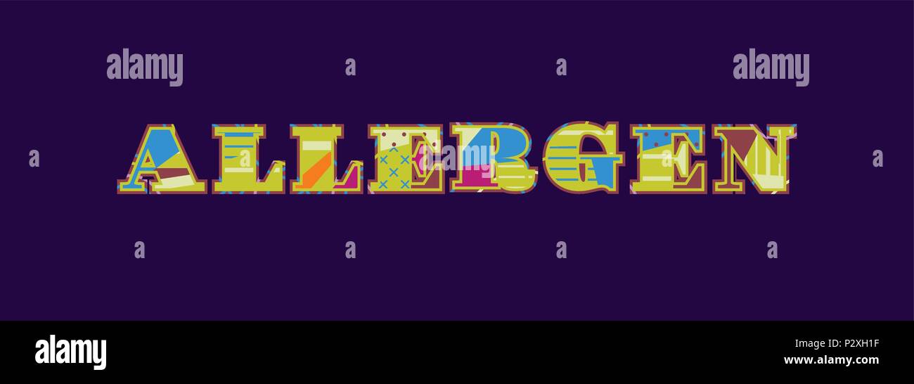 The word ALLERGEN concept written in colorful abstract typography ...