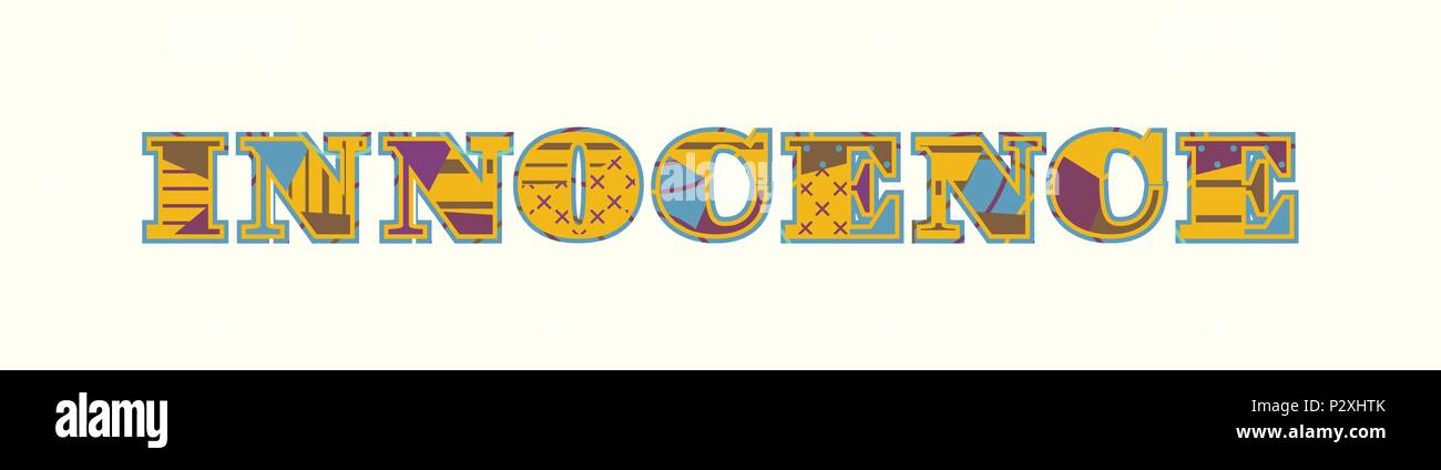 The word Innocence concept written in colorful abstract typography ...