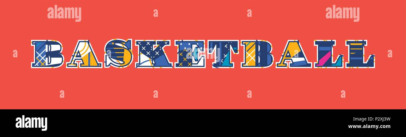 The word BASKETBALL concept written in colorful abstract typography ...