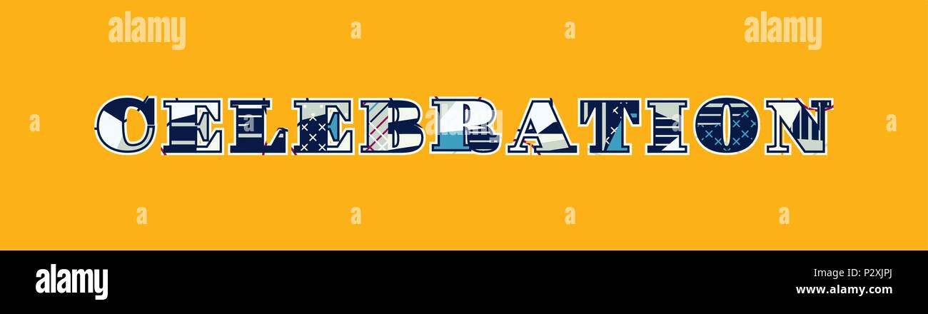 The word CELEBRATION concept written in colorful abstract typography ...