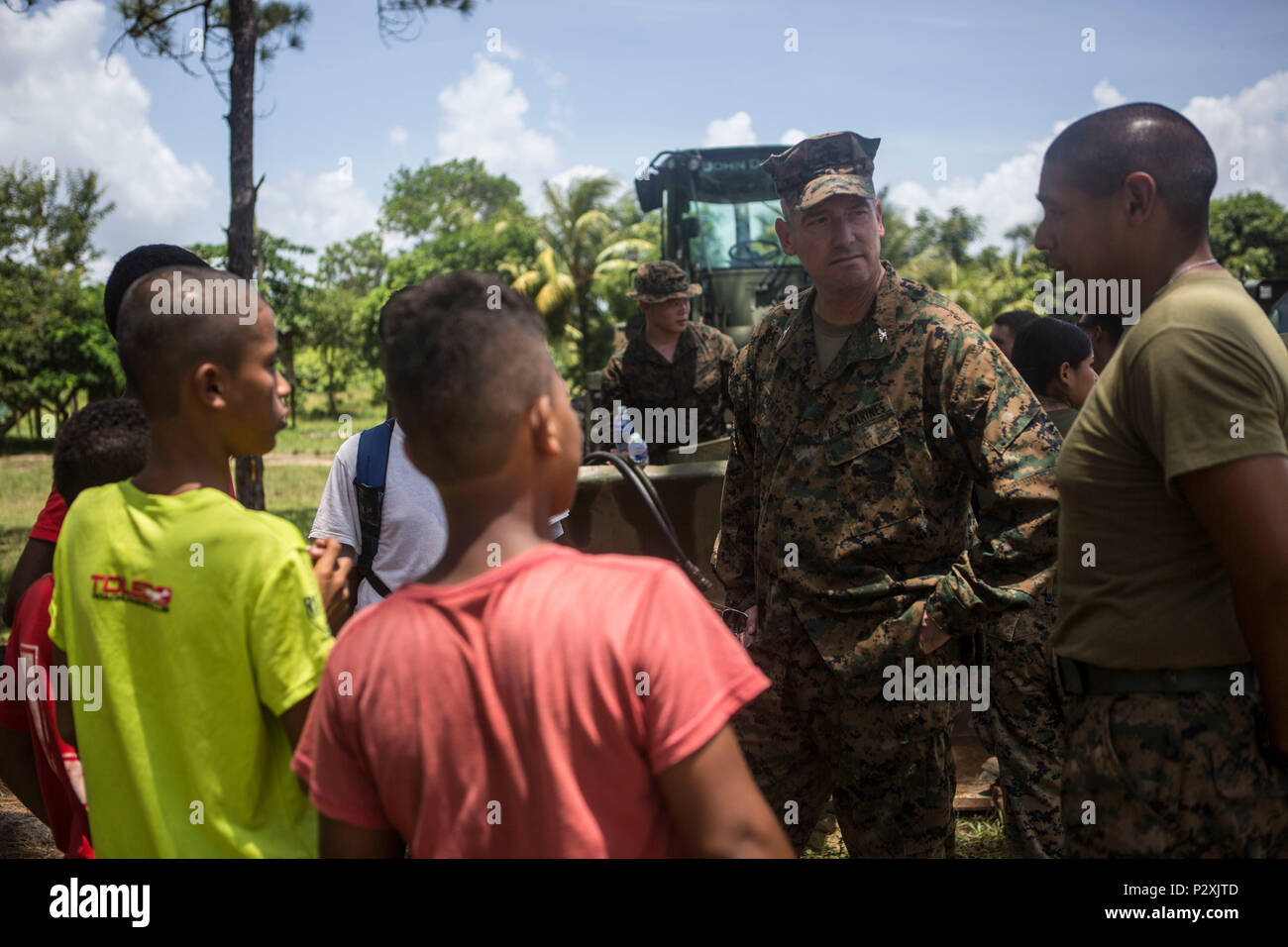 U.S. Marine Col. Thomas Prentice, second from right, commanding officer ...