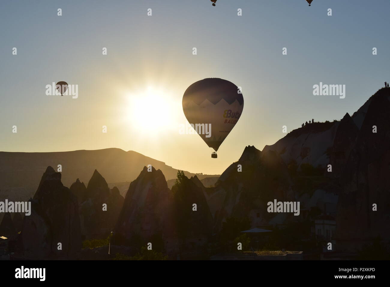 Hot air balloons at sunrise Stock Photo - Alamy