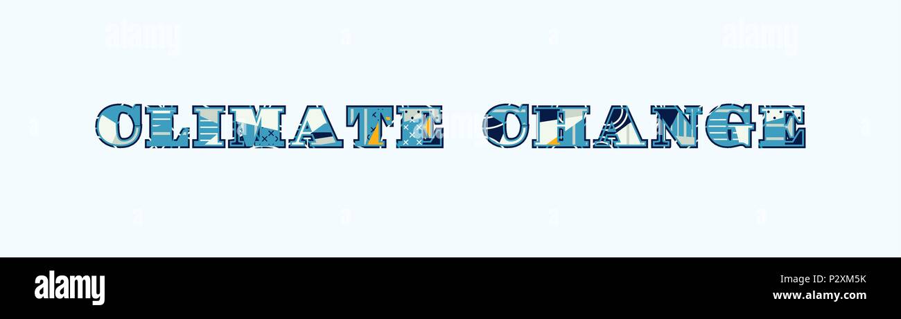 The words CLIMATE CHANGE concept written in colorful abstract ...
