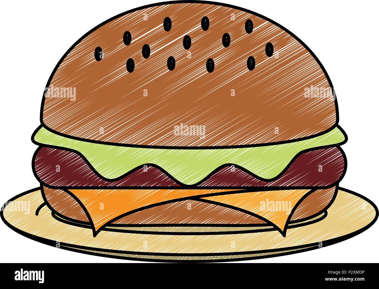 Hamburger fast food scribble Stock Vector Image & Art - Alamy