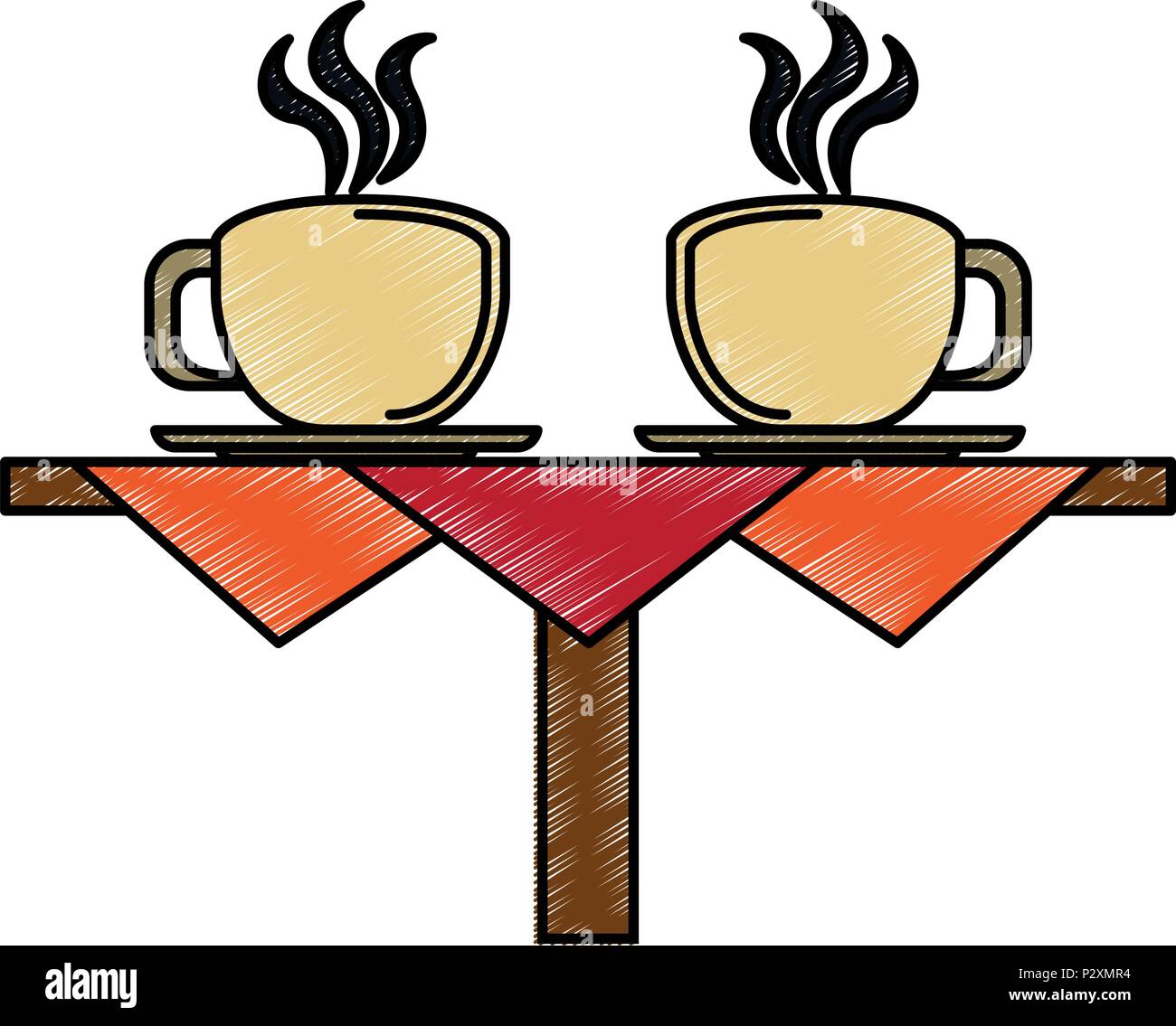 Hot coffee on rustic Stock Vector Images - Alamy
