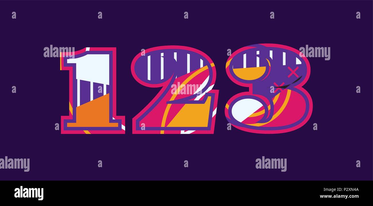 The numbers 123 concept written in colorful abstract typography. Vector ...