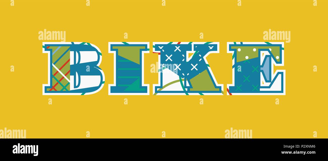 The word BIKE concept written in colorful abstract typography. Vector ...