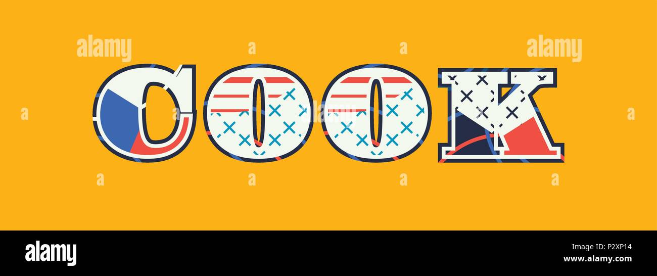 The word COOK concept written in colorful abstract typography. Vector ...