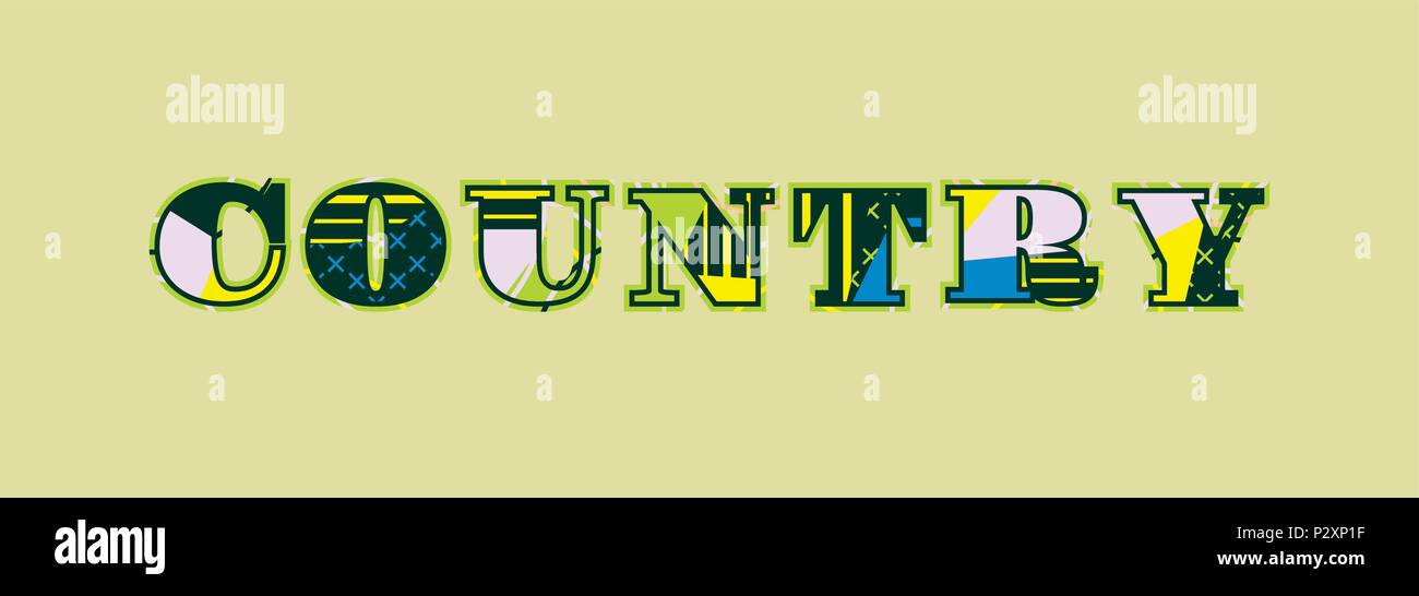 The word COUNTRY concept written in colorful abstract typography ...