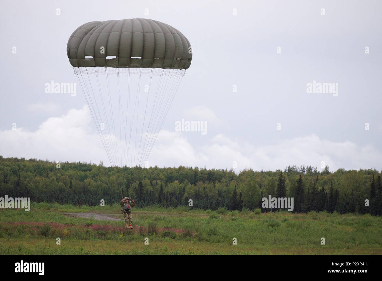 A paratrooper of B Company, 1st Battalion (Airborne), 143rd Infantry ...
