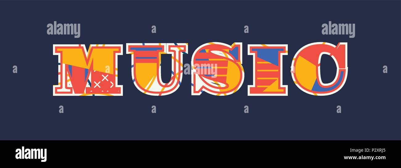 The word MUSIC concept written in colorful abstract typography. Vector ...