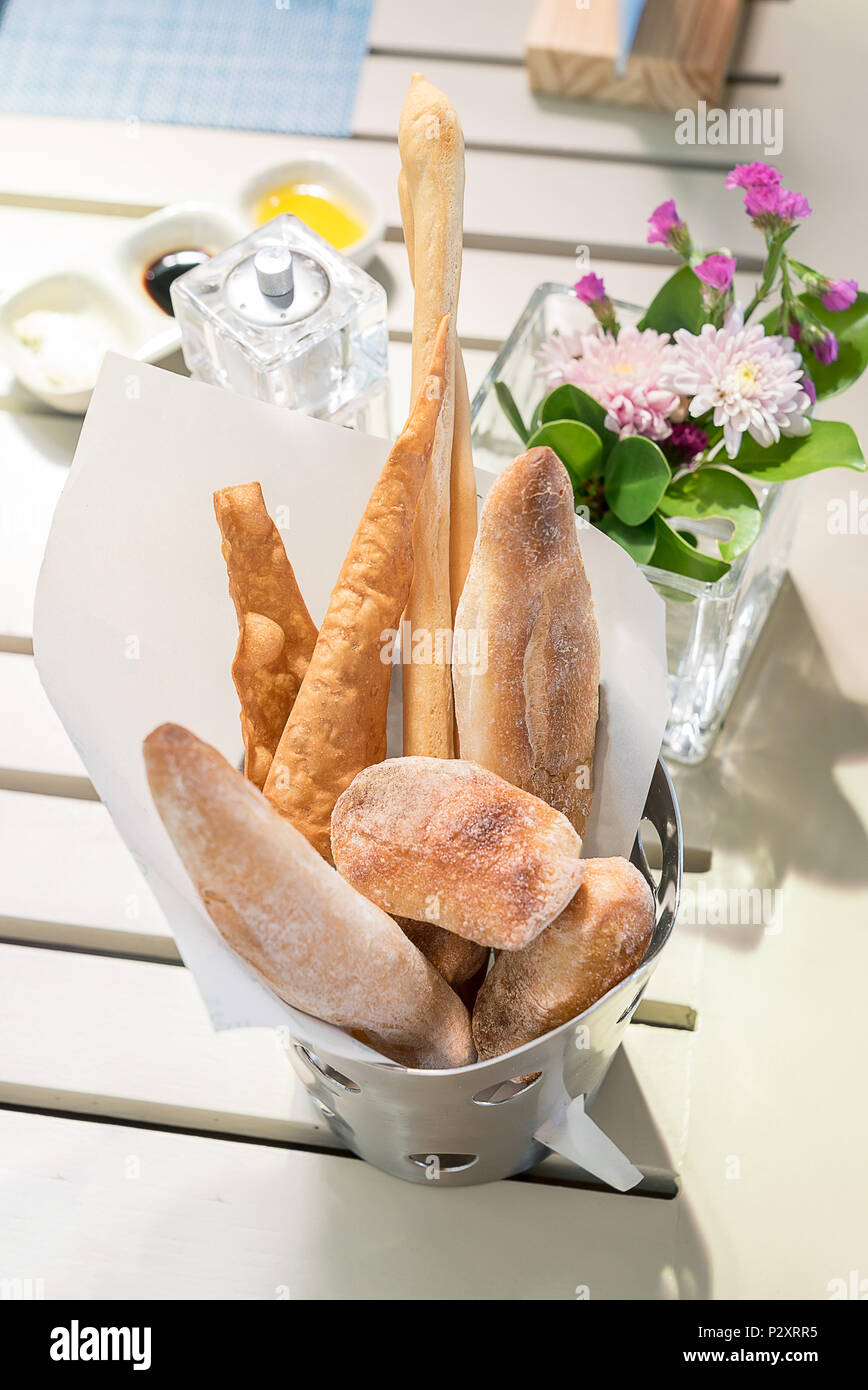 Bread set for lunch appetizer Stock Photo - Alamy