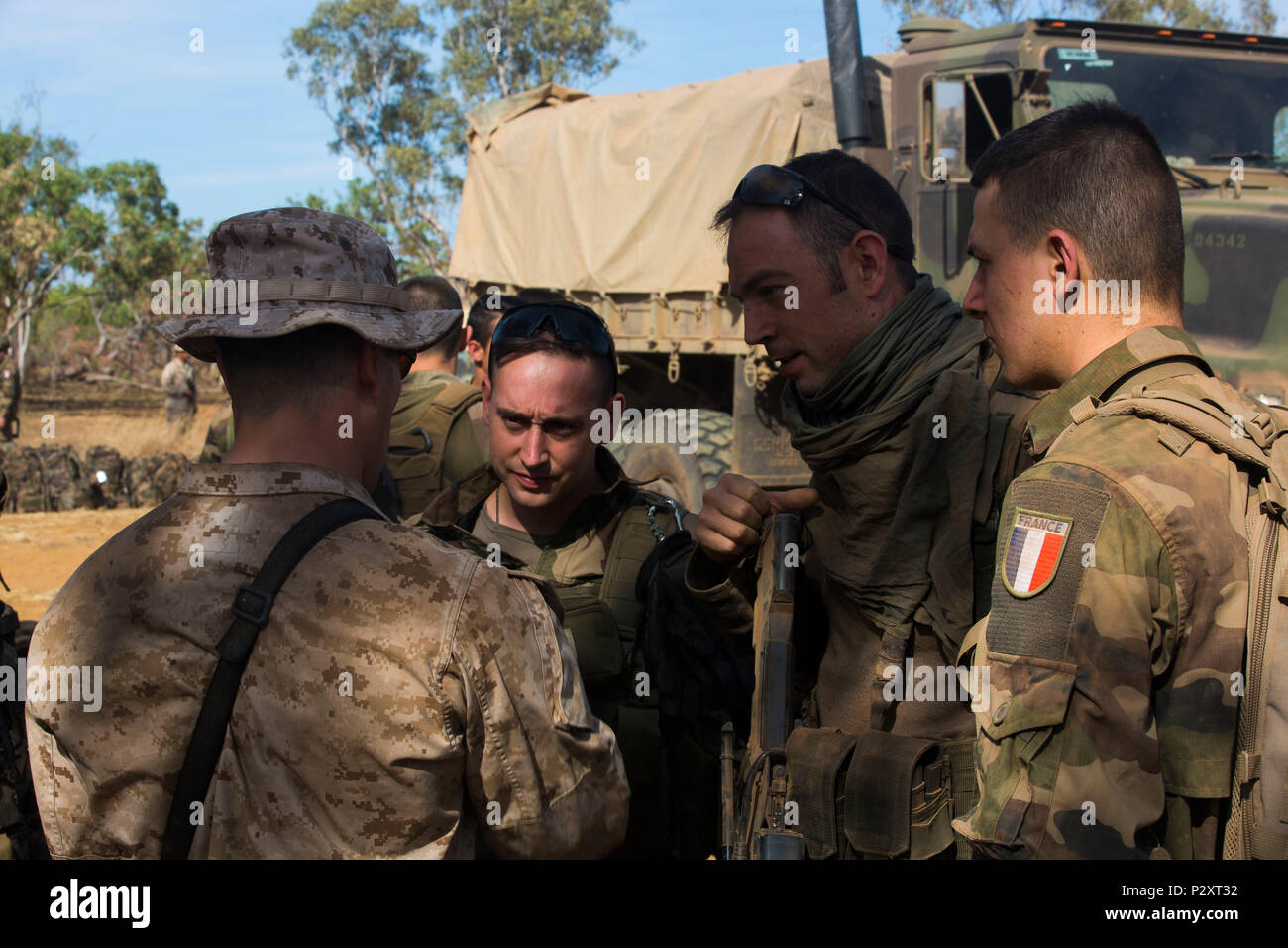 U.S. Marines with 1st Battalion, 1st Marine Regiment, greet French ...