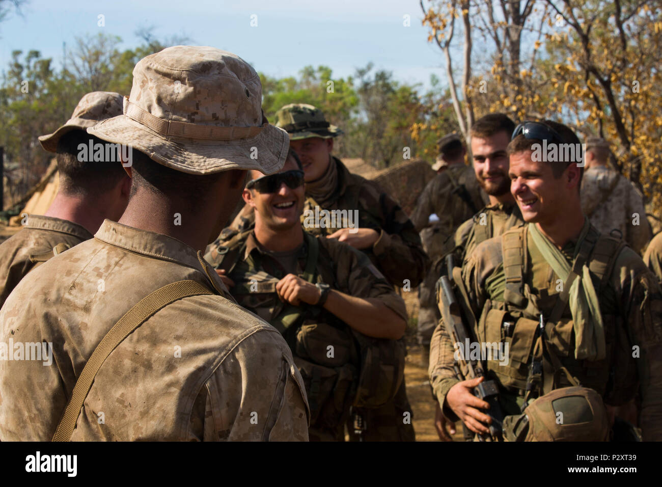 U.S. Marines with 1st Battalion, 1st Marine Regiment, greet French ...