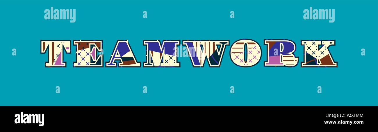 The word TEAMWORK concept written in colorful abstract typography ...