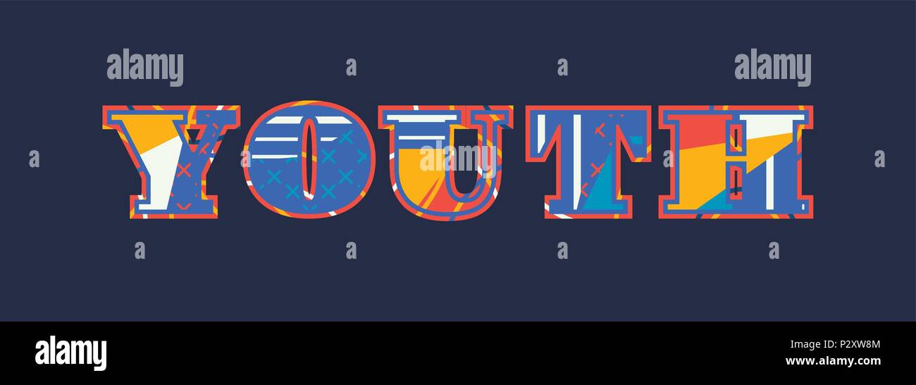 The word YOUTH concept written in colorful abstract typography. Vector ...