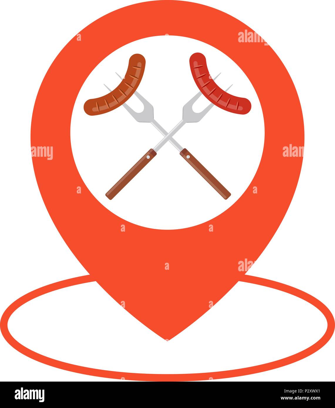 Food Location Icon Logo Design Element. Barbecue sausage icon map ...
