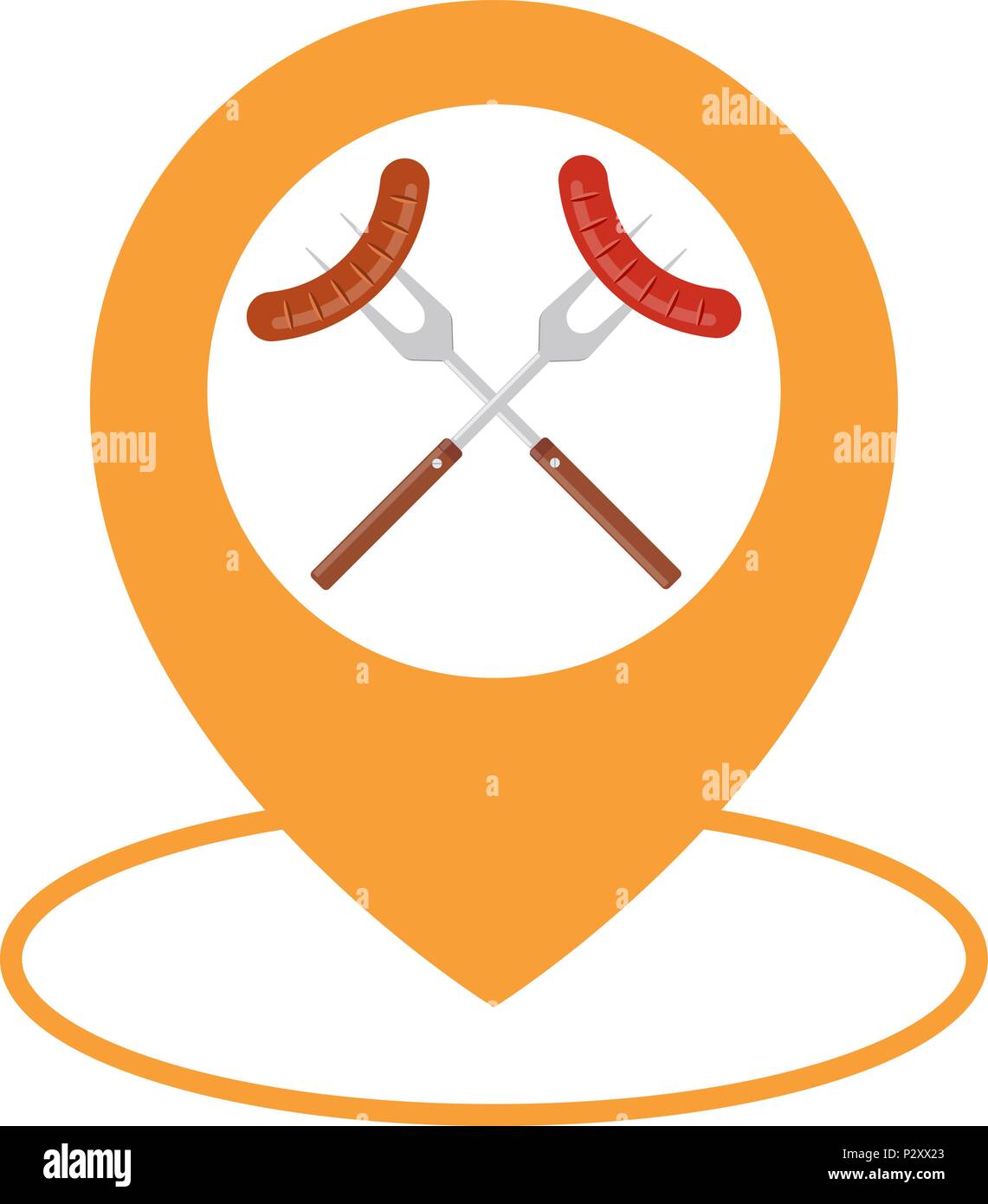 Food Location Icon Logo Design Element. Barbecue sausage icon map ...
