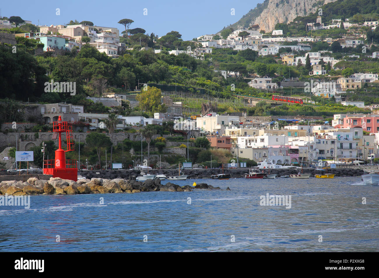 views of marina grande and the hillside town of capri on the island of ...