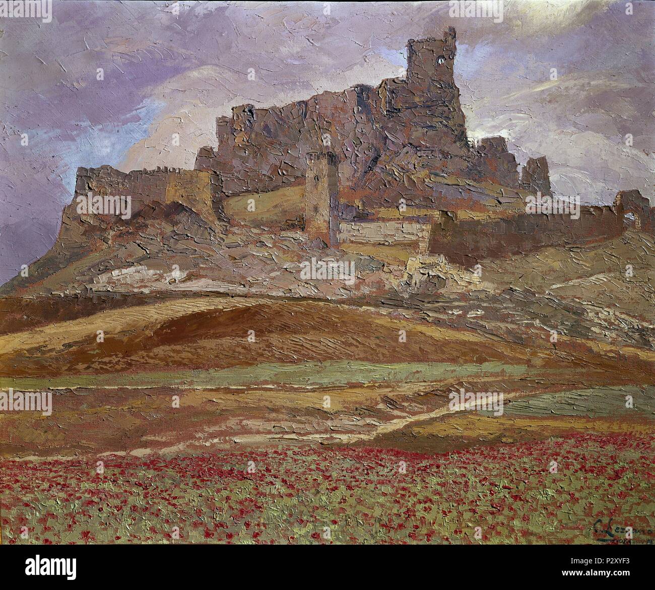 'Castle of Atienza', 1929, Oil on canvas. Author: Carlos Lezcano (1871 ...