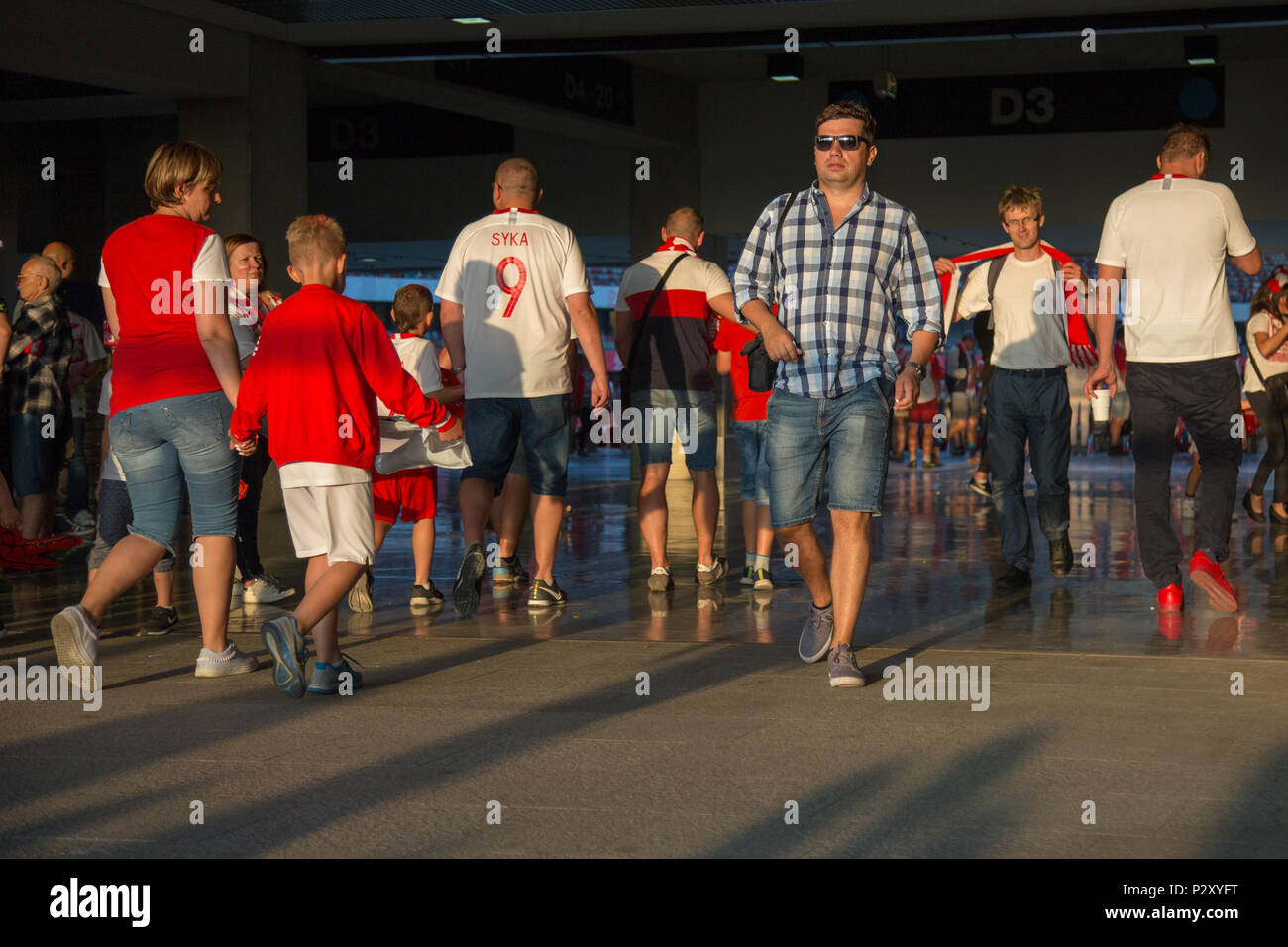 Polish football fans at PGE Narodowy, Polish National Stadium in Warsaw ...