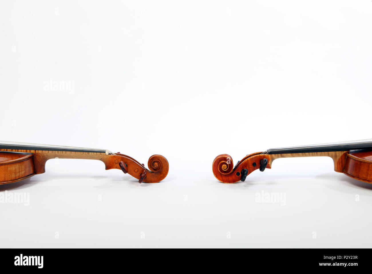 generic, close up of violins and parts of violins - neck and scrolls ...