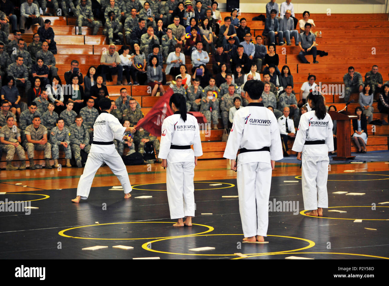 The Kukkiwon Taekwondo Demonstration Team from Korea performed a ...