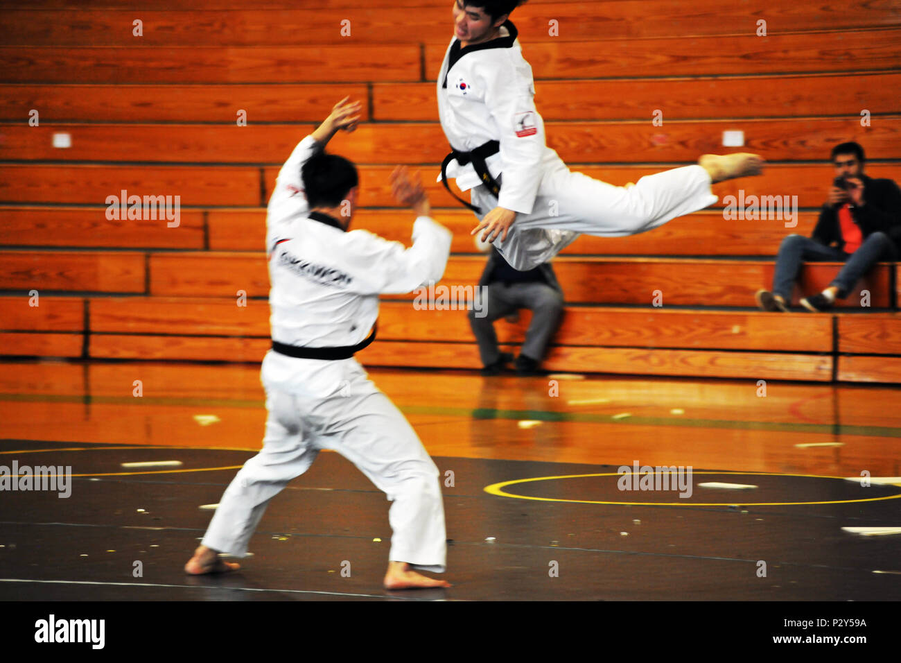 The Kukkiwon Taekwondo Demonstration Team from Korea performed a ...