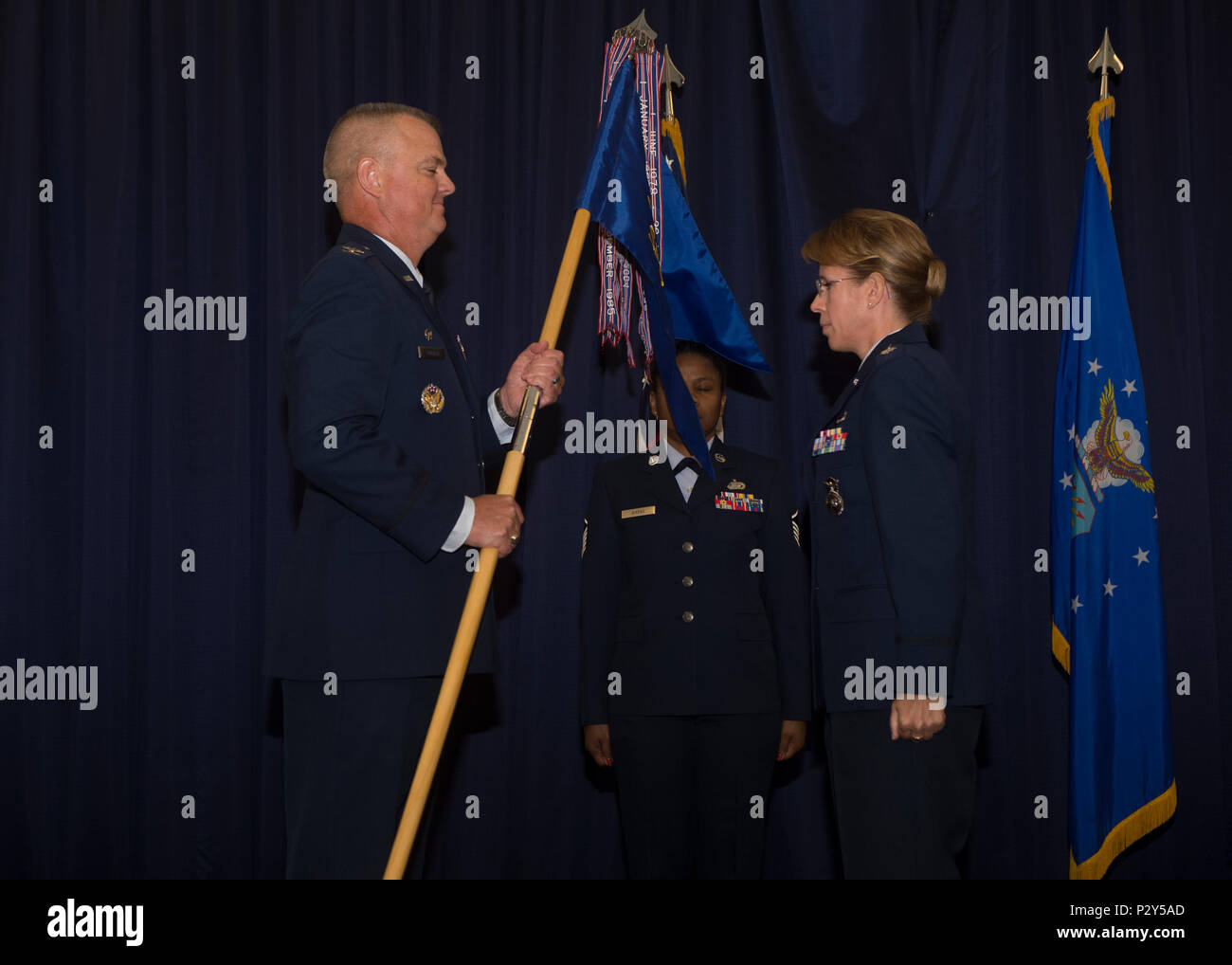 Lt. Col. Jennifer Aquinas, outgoing 512th Security Forces Squadron ...
