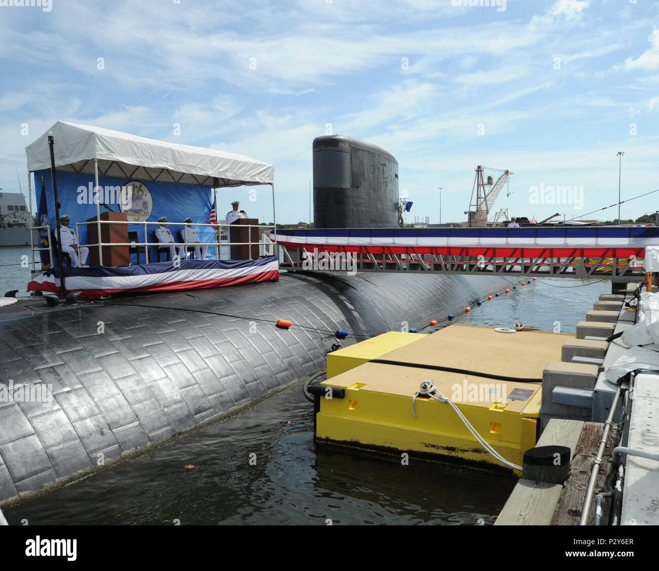Capt. Paul Snodgrass speaks to attendees during a change of command ...