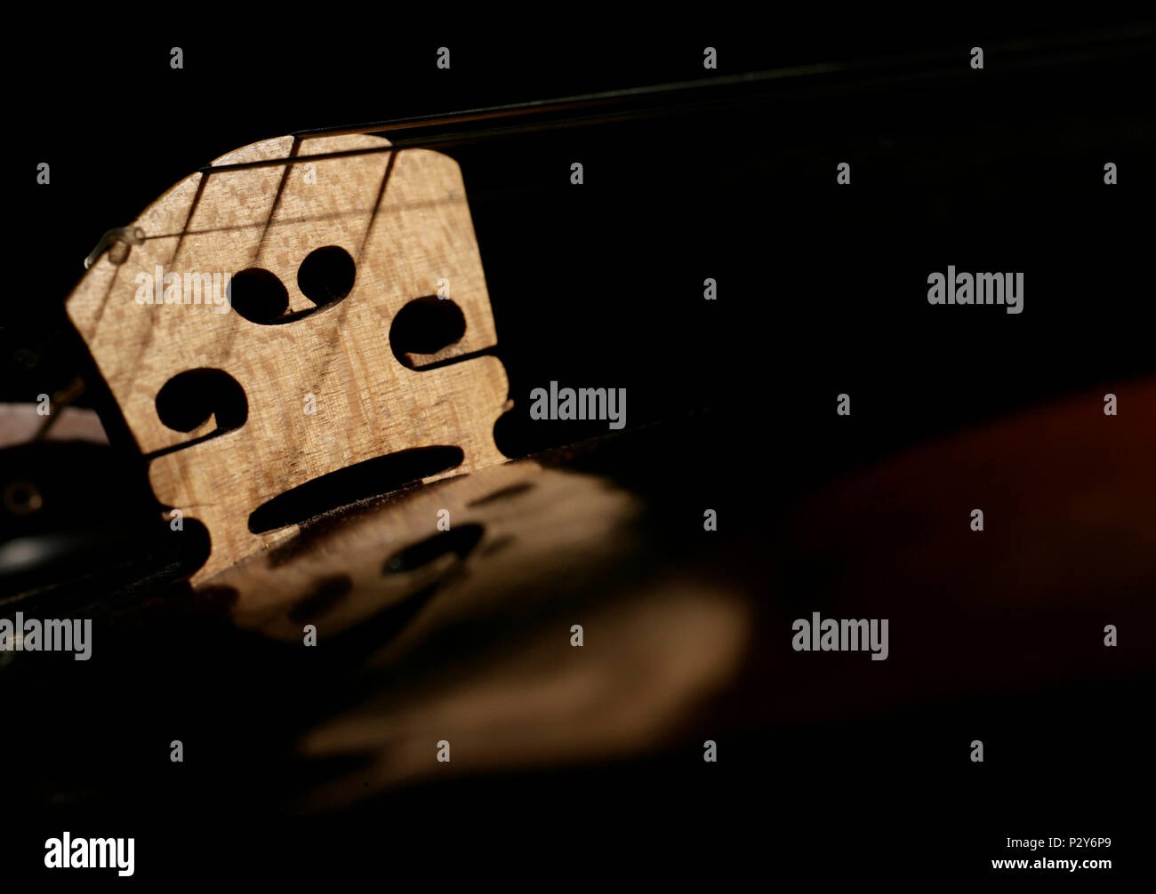 violin bridge with strings,clos up Stock Photo - Alamy