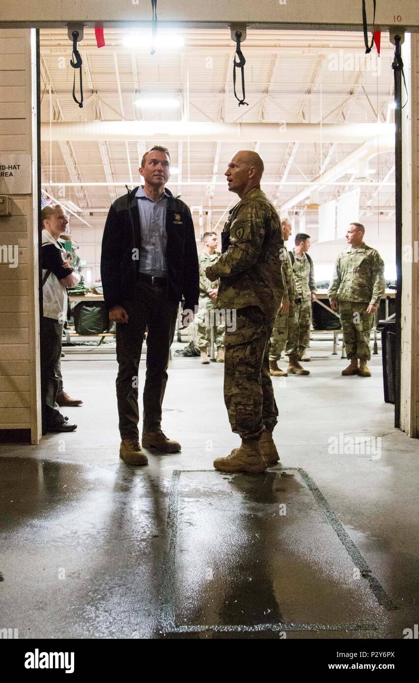 Secretary of the Army Eric Fanning and Col. Scott Green, commander of ...