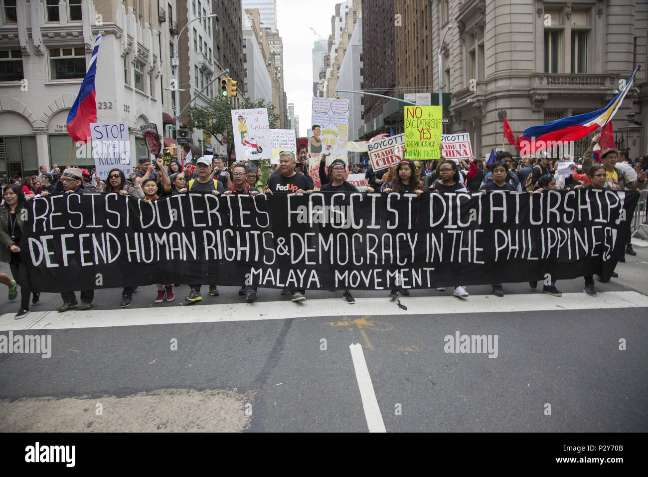 Mostly young Philippine Americans protest the dictatorial strong man ...
