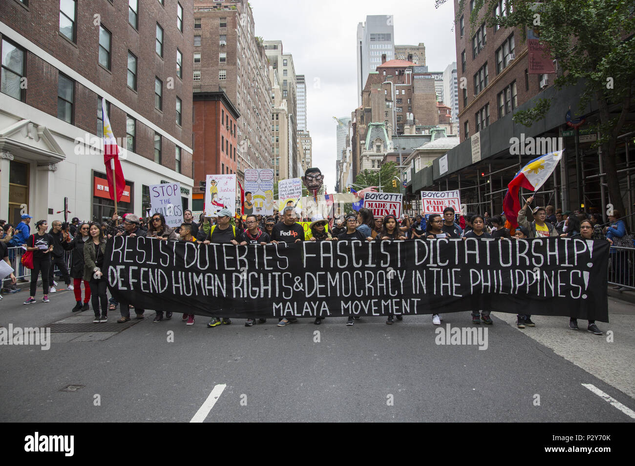 Mostly young Philippine Americans protest the dictatorial strong man ...
