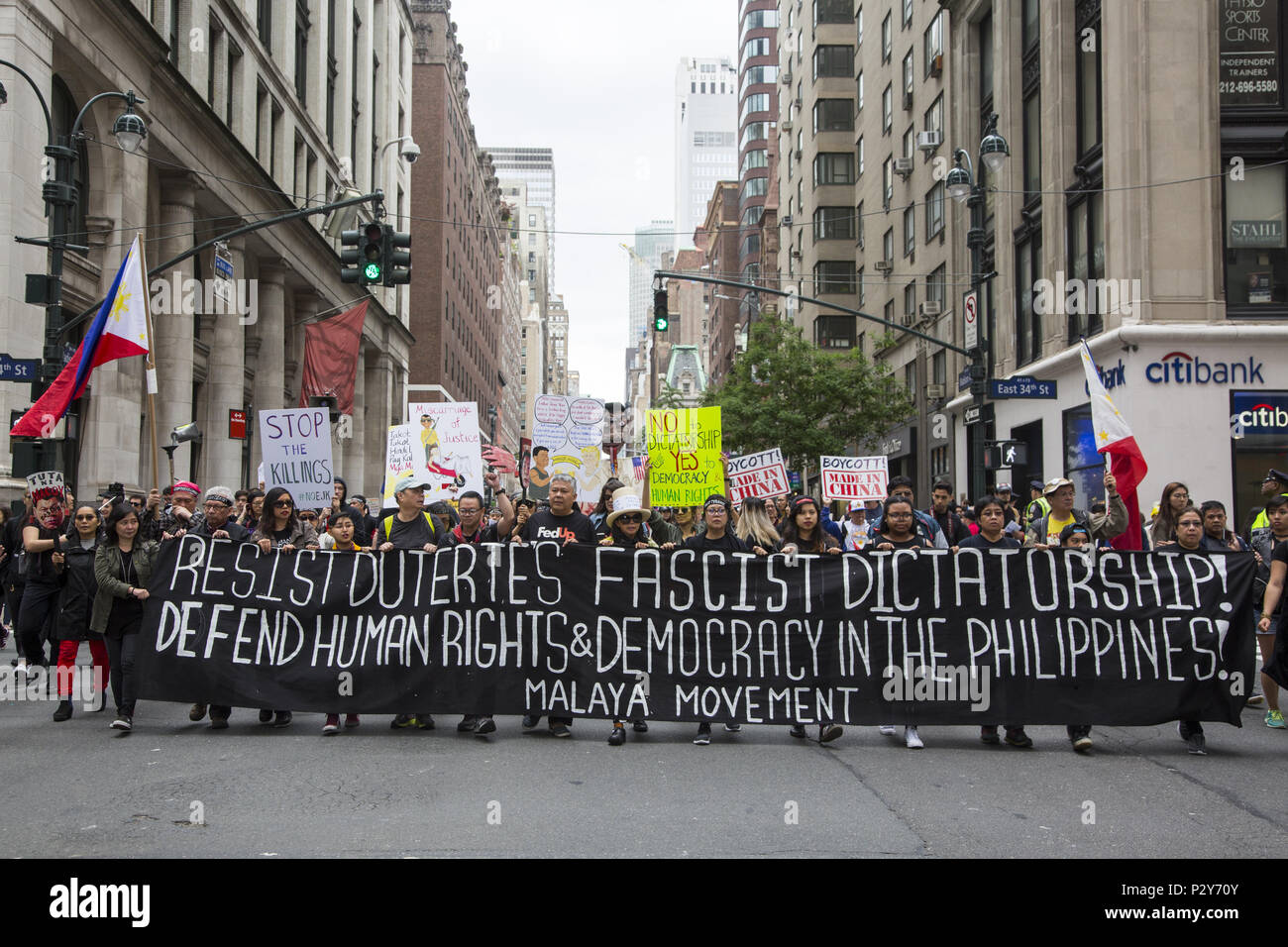 Mostly young Philippine Americans protest the dictatorial strong man ...