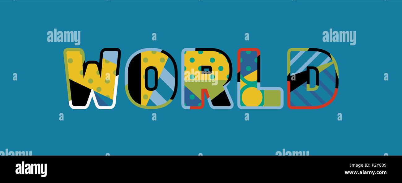 The word WORLD concept written in colorful abstract typography. Vector ...