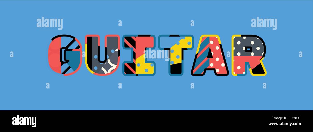 The word GUITAR concept written in colorful abstract typography. Vector ...
