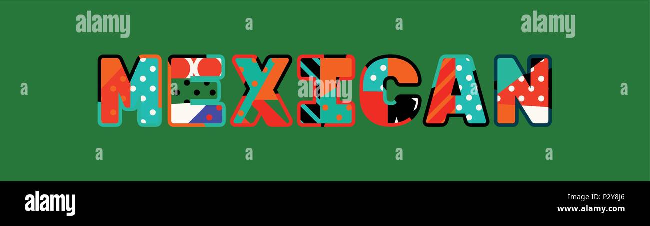 The word MEXICAN concept written in colorful abstract typography ...