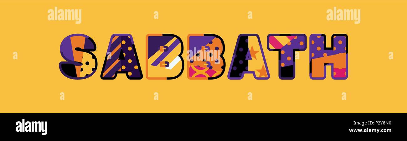 The word SABBATH concept written in colorful abstract typography ...
