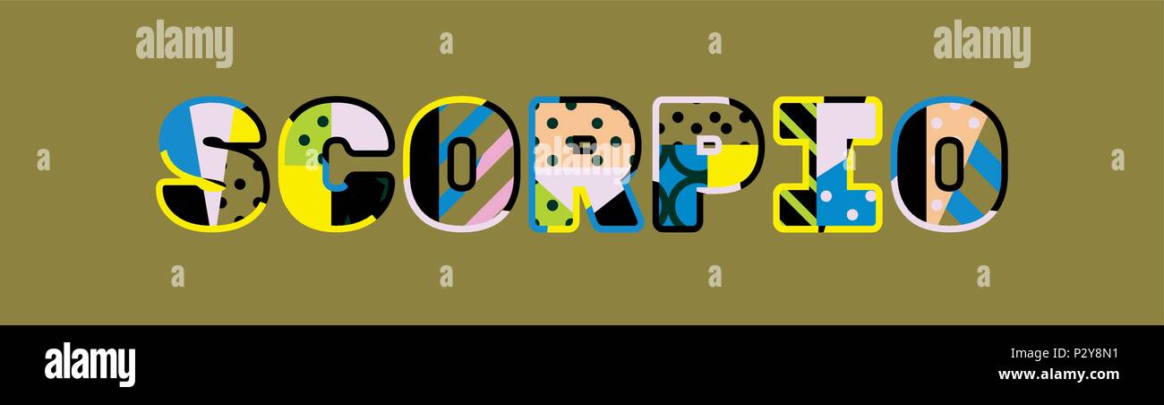 The word SCORPIO concept written in colorful abstract typography ...