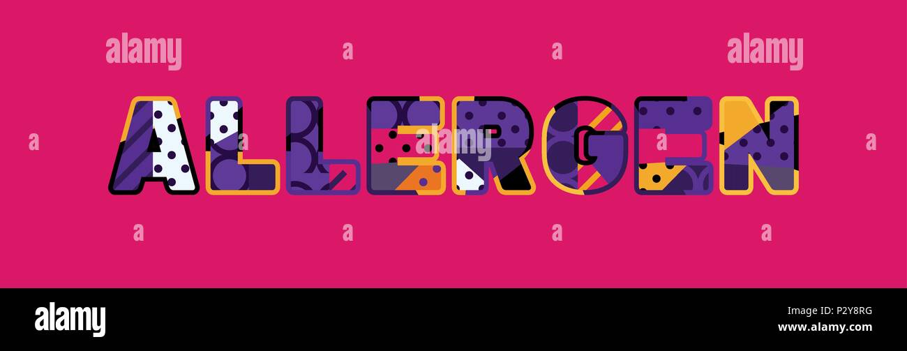 The word ALLERGEN concept written in colorful abstract typography ...