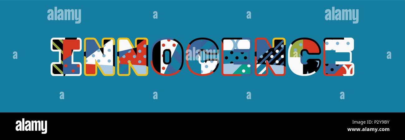 The word Innocence concept written in colorful abstract typography ...