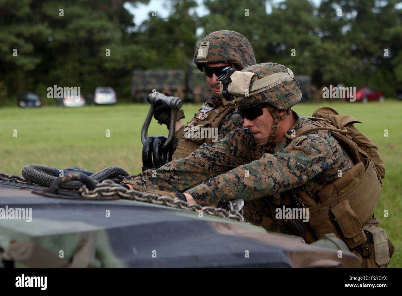 U.S. Marine Corps Cpl. Keaton Grey, left, and Cpl. James Stamper with ...