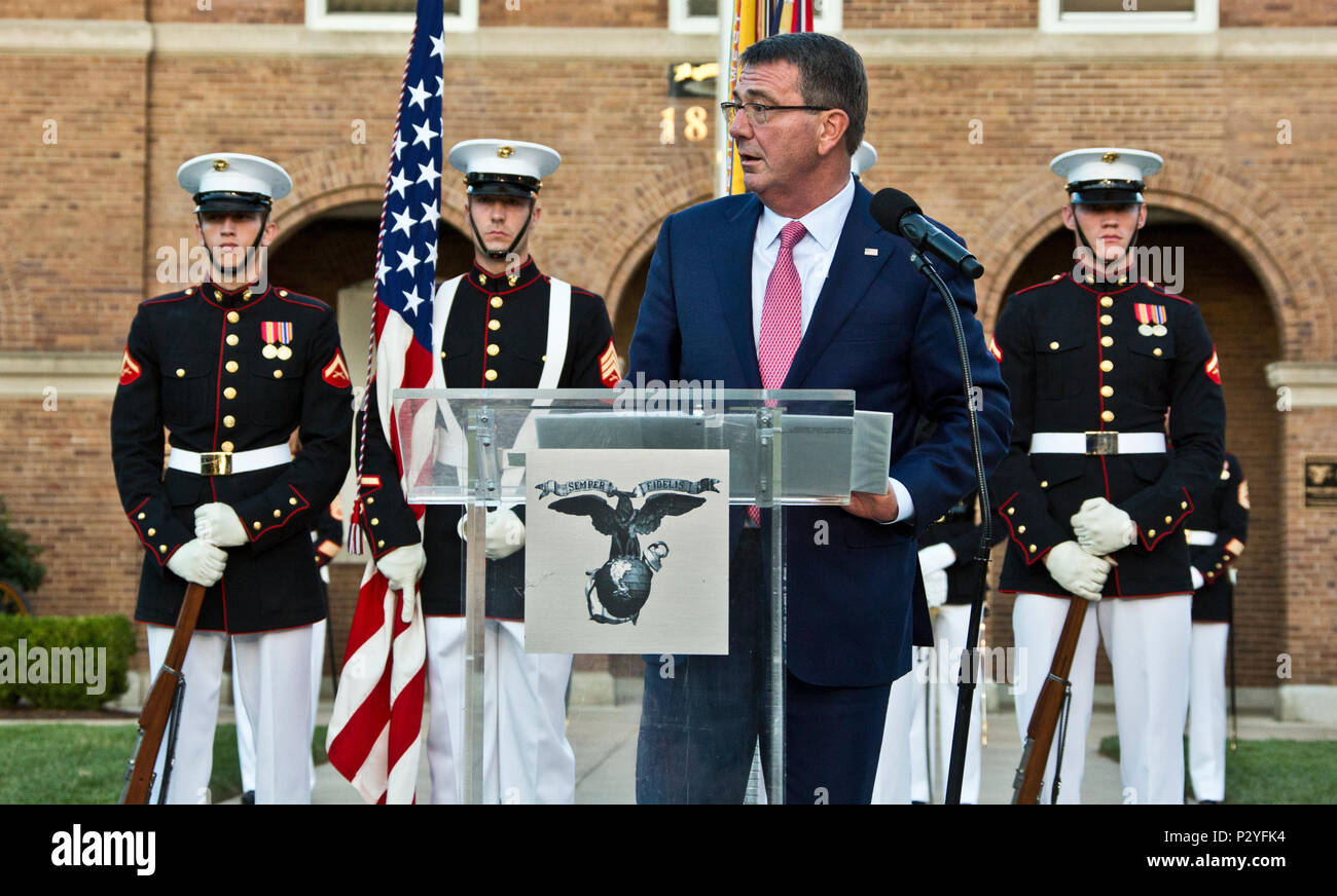 The Honorable Ashton B. Carter, Secretary of Defense, speaks during the ...