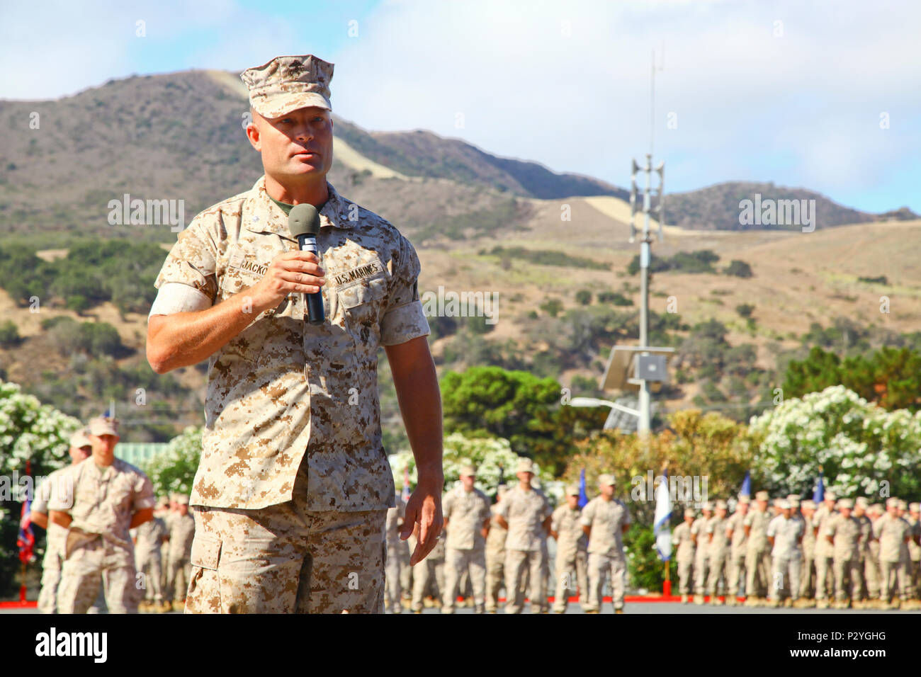 U.S. Marine Corps Lt. Col. Lance A. Jackola, outgoing Commanding ...