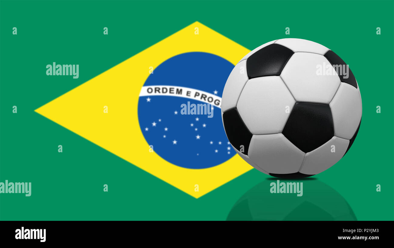 Realistic soccer ball on Brazil flag background Stock Photo - Alamy