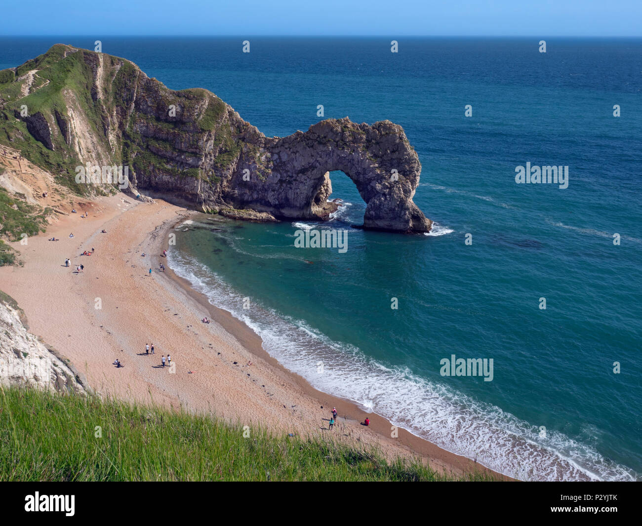 Durdle Door natural limestone arch on the Jurassic Coast near Lulworth ...